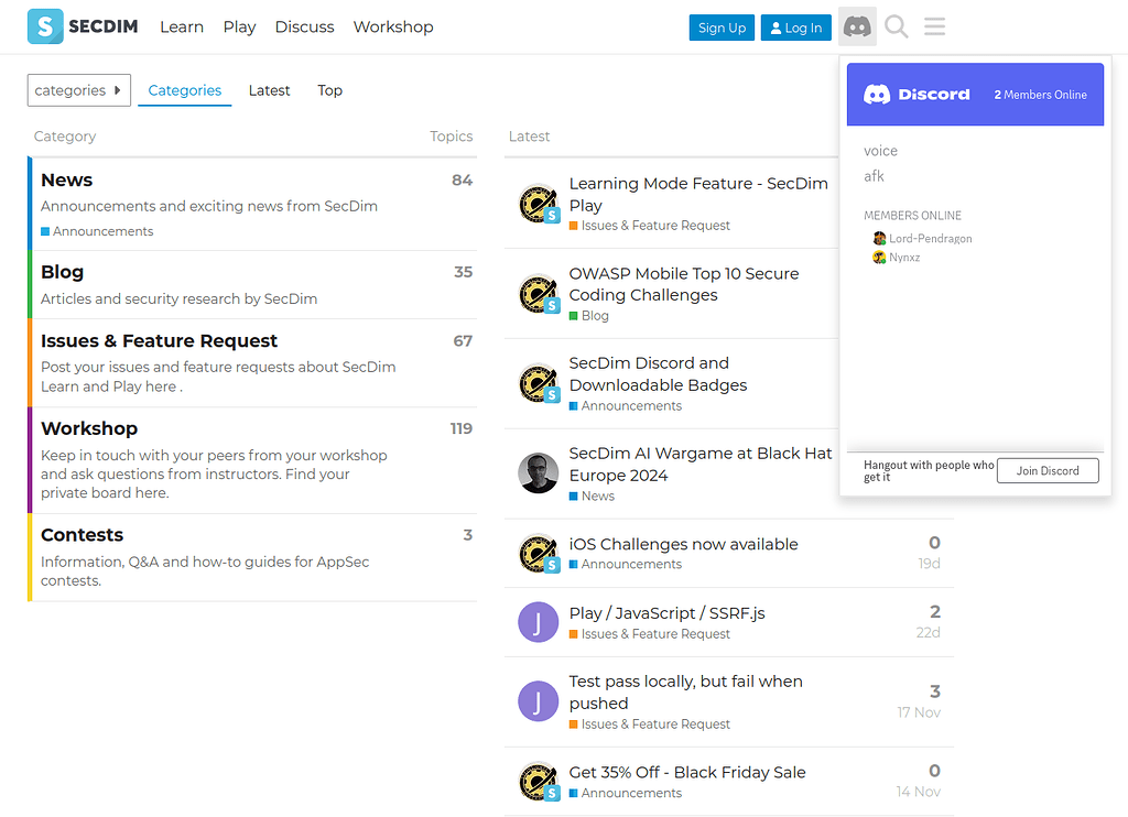 SecDim Discord and Downloadable Badges - Announcements - Discuss